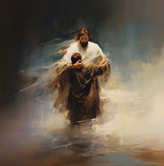 Jesus Saves Peter Digital Print Sketches Jesus Art Bible - Etsy