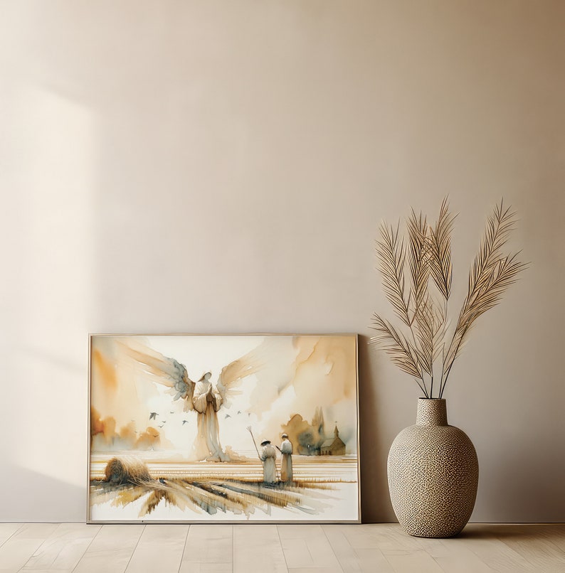 The Angelus Landscape, Digital Print, Christian Art, Sketches, Jesus ...