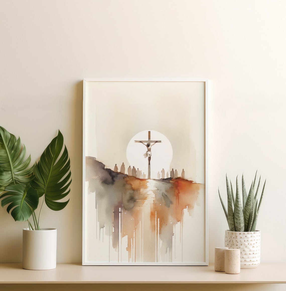 Crucifixion of Jesus | Passion of Christ Watercolor | Christian Wall ...