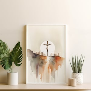 Crucifixion of Jesus | Passion of Christ Watercolor | Christian Wall ...