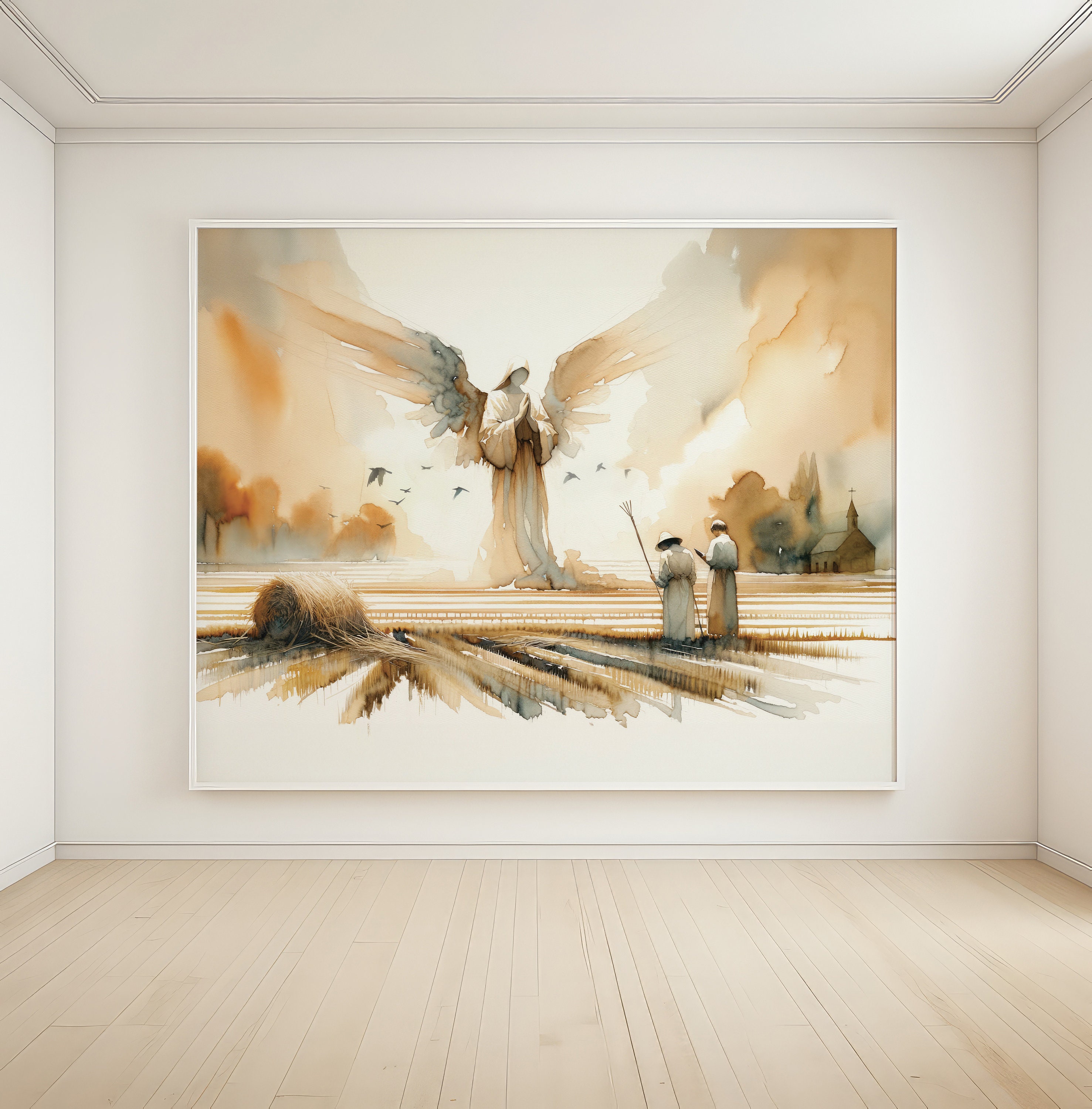 The Angelus Landscape, Digital Print, Christian Art, Sketches, Jesus ...