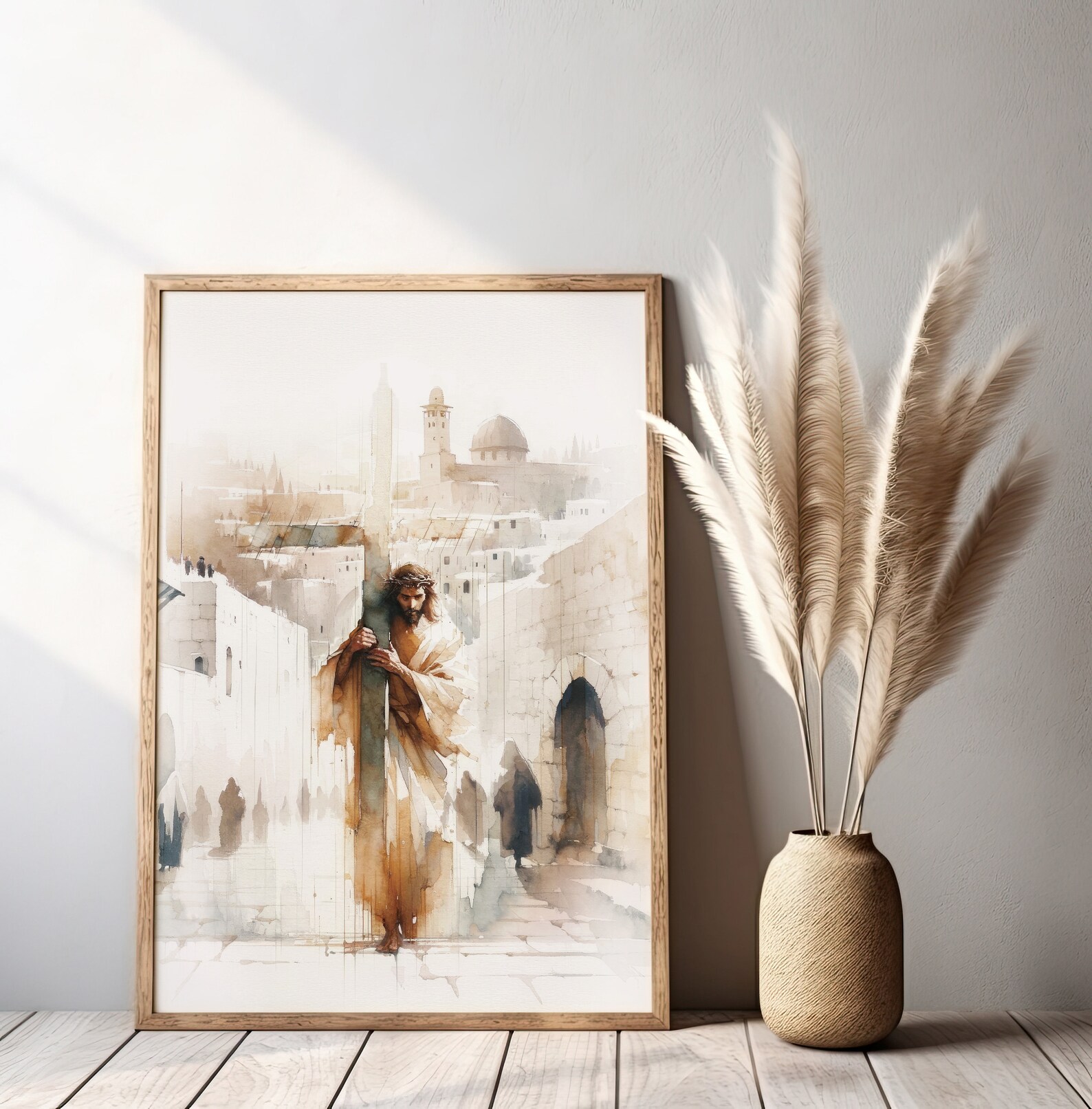 Jesus Carrying the Cross | Passion of Christ Watercolor | Christian ...
