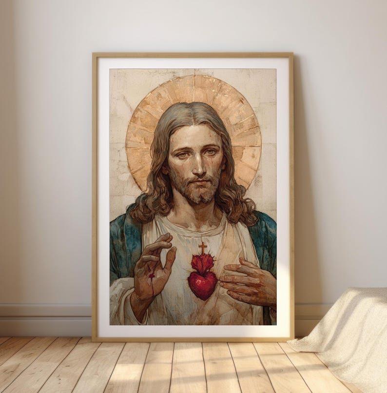 Sacred Heart of Jesus | Watercolor Catholic Christian Art | Religious ...