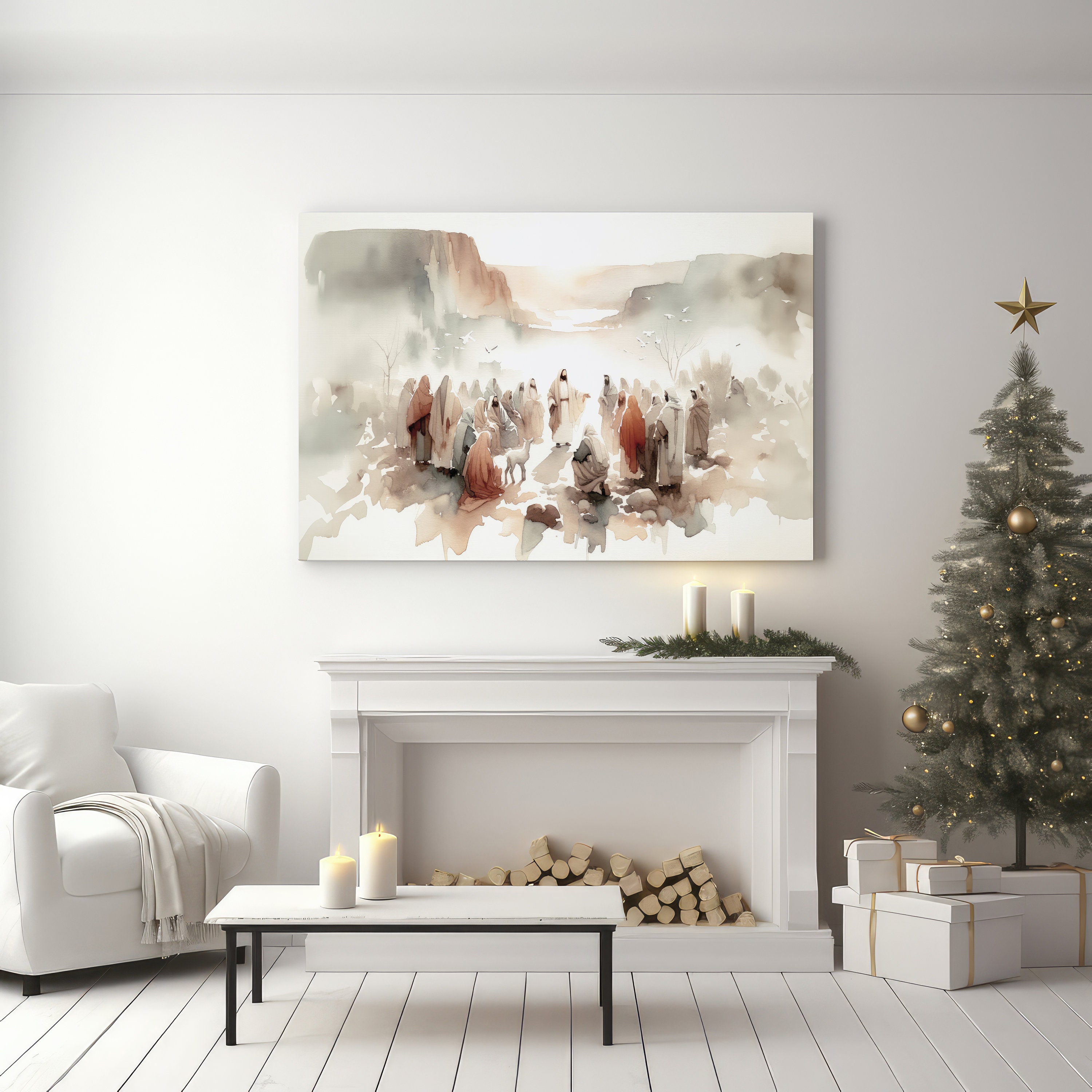 Ministry of Jesus | Watercolor Bible Landscape Scene | Christian Wall ...