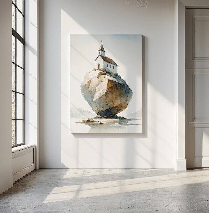 On This Rock I Will Build My Church, Digital Print, Watercolor Modern ...