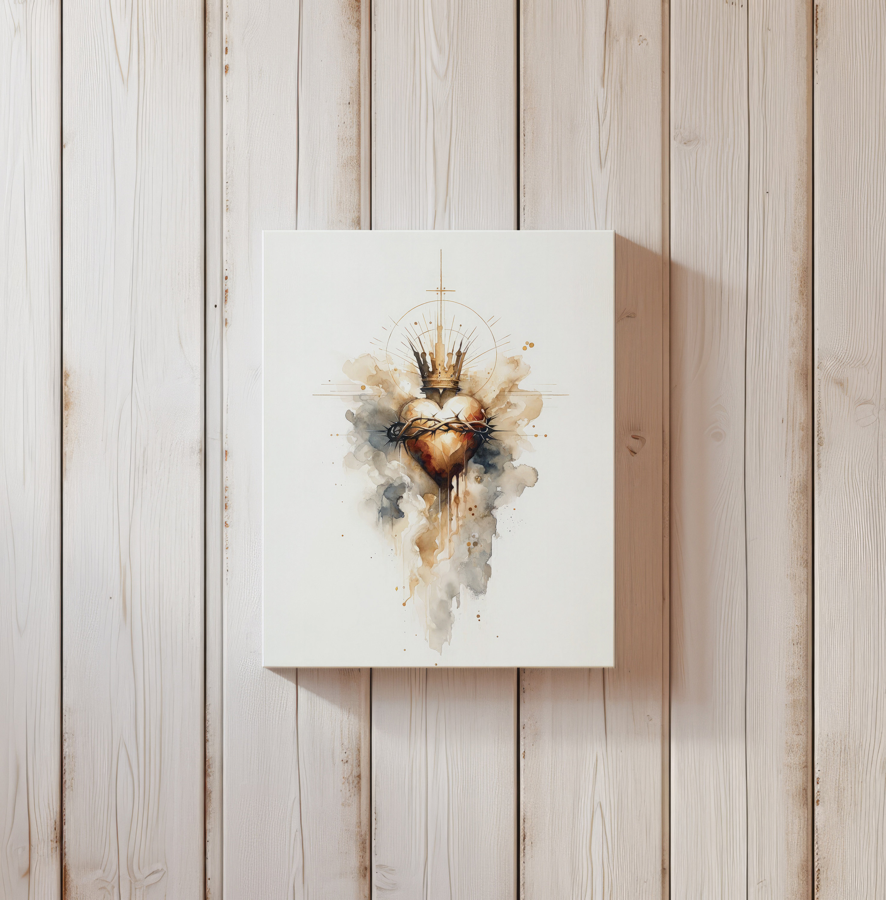 Sacred Heart of Jesus Print – Watercolor Catholic Wall Art, Minimalist ...