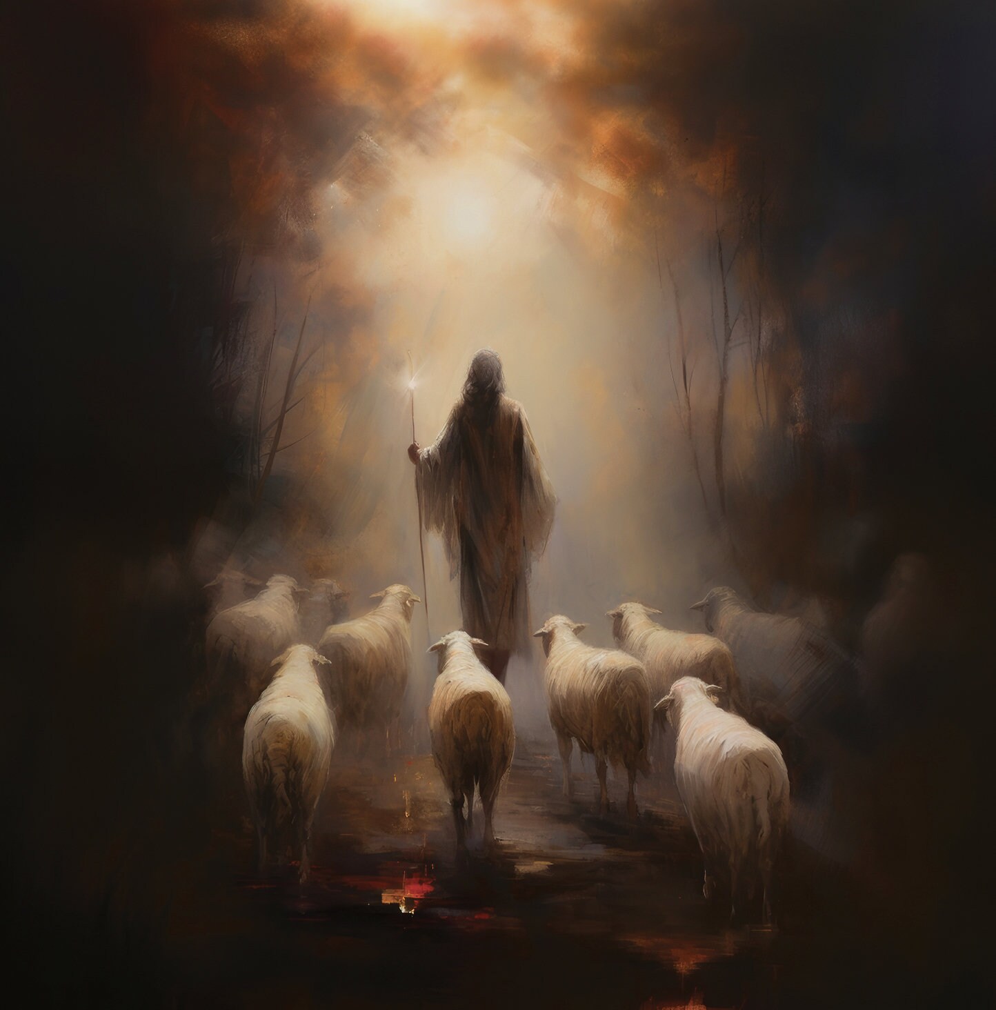 The Good Shepherd, Digital Print, Sketches, Jesus Art, Bible Wall Art ...