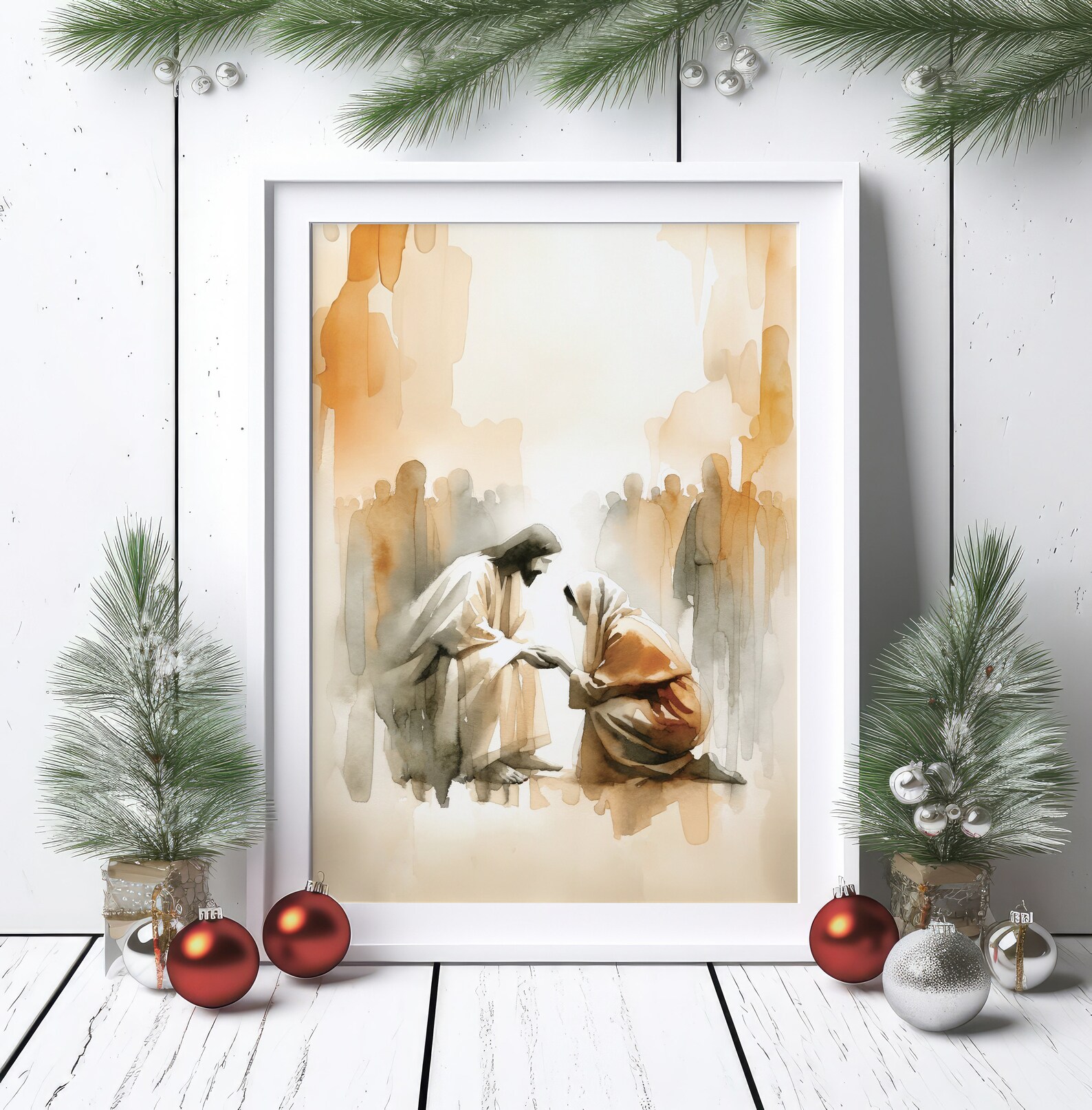 Woman Healed by Jesus, Biblical Miracle Watercolor Print - Etsy