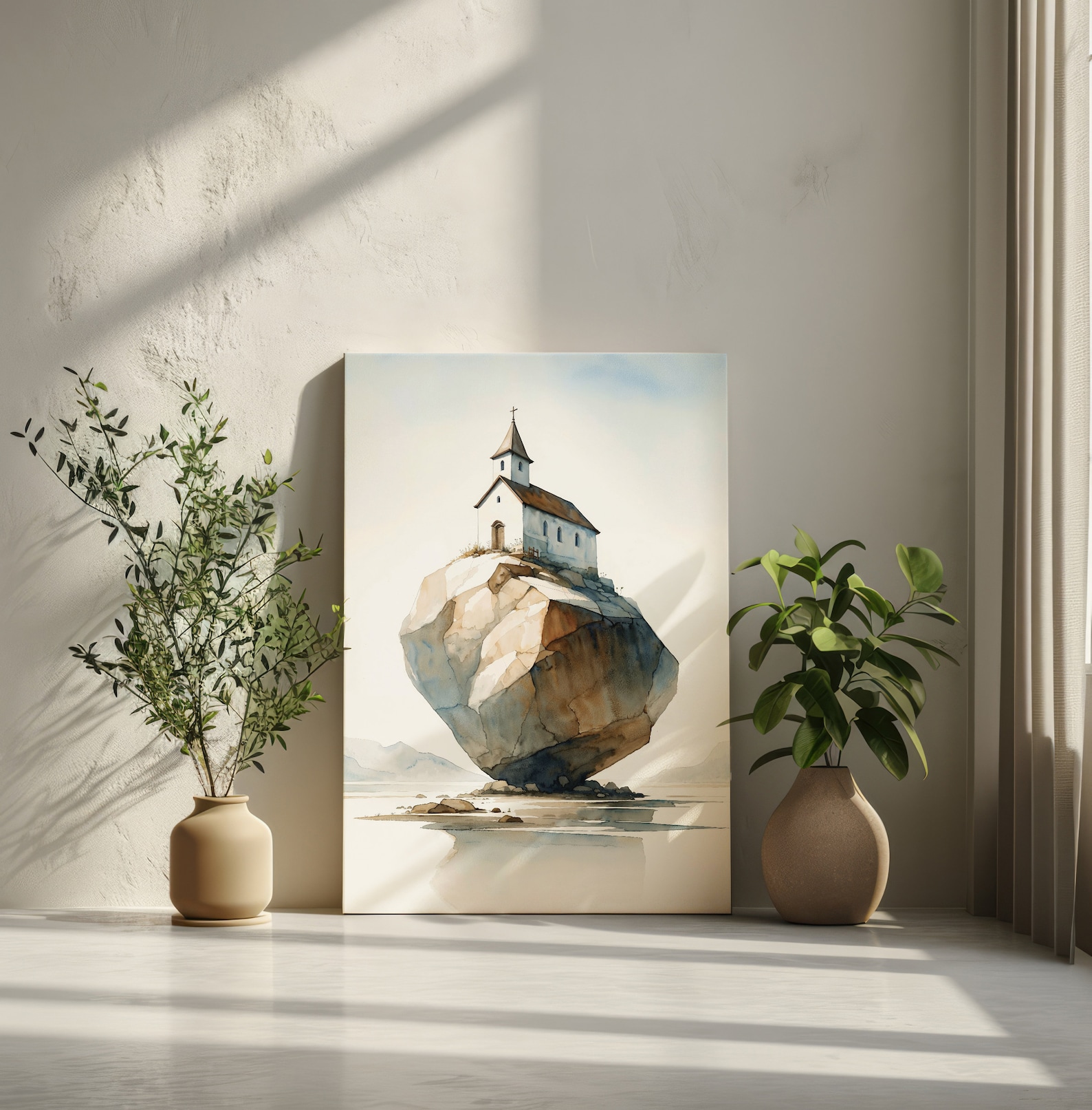 On This Rock I Will Build My Church, Digital Print, Watercolor Modern ...