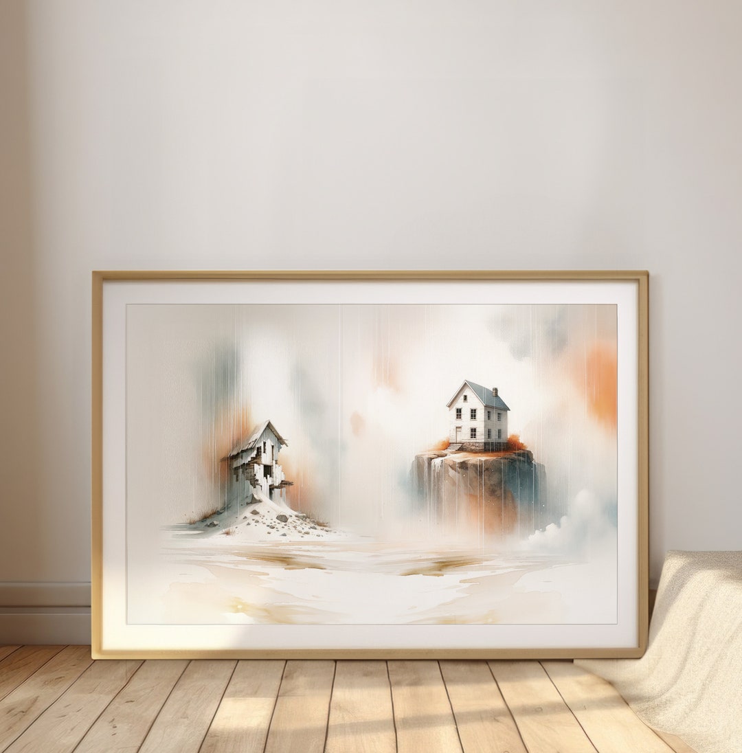 Parable of the Two Builders | Watercolor Bible Story Art | Christian ...