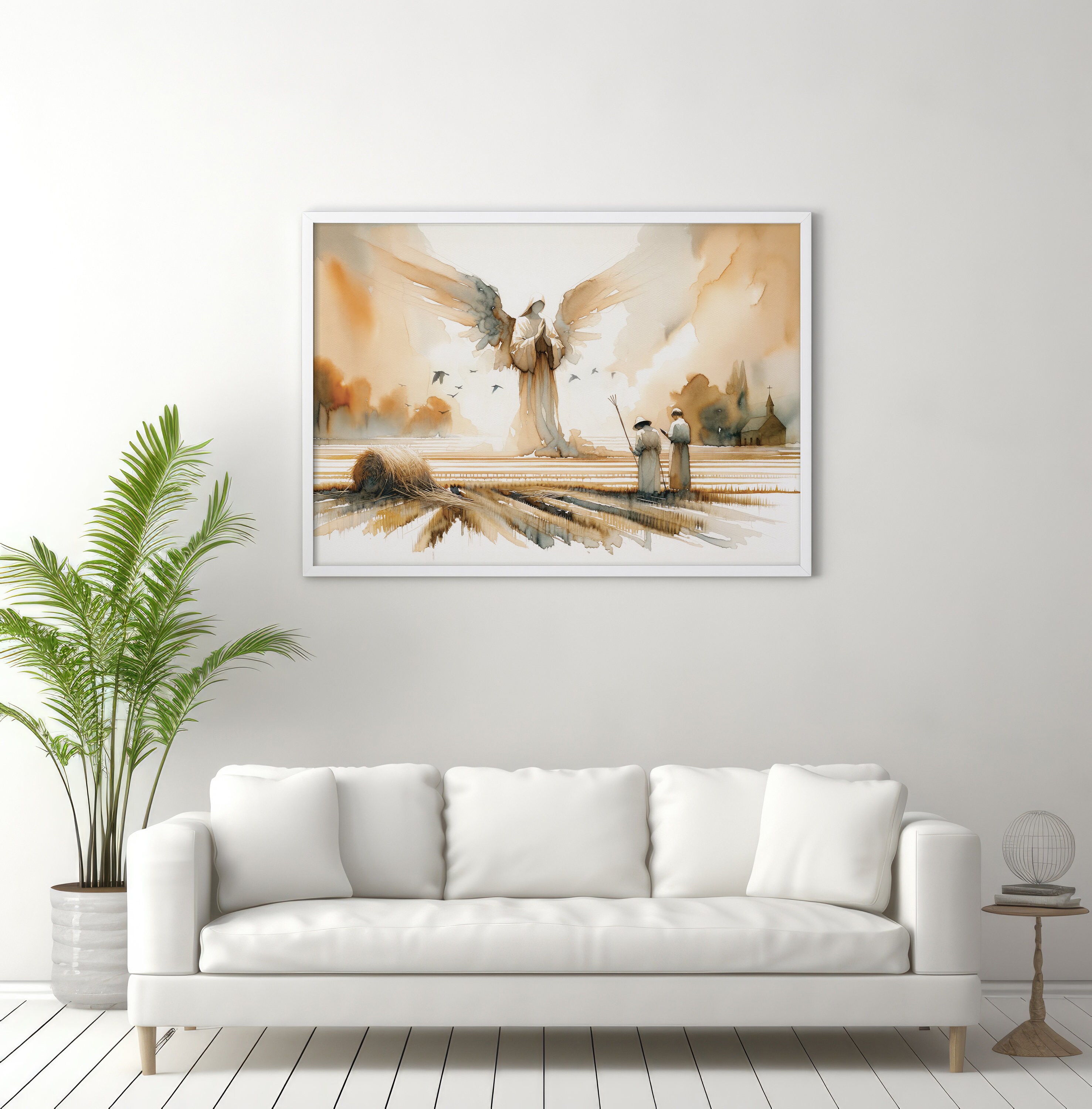 The Angelus Landscape, Digital Print, Christian Art, Sketches, Jesus ...