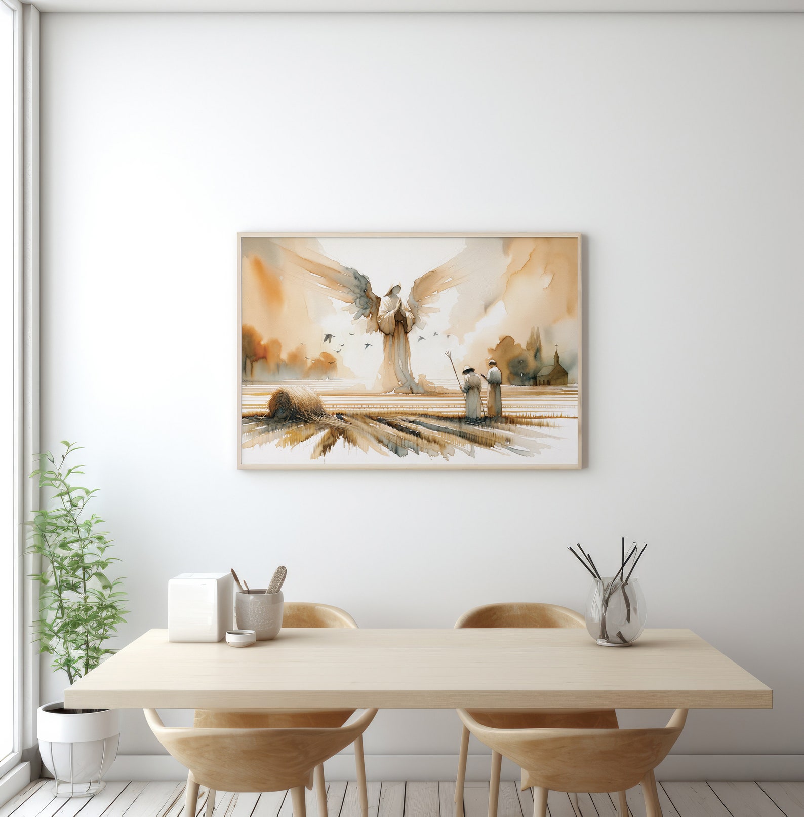 The Angelus Landscape, Digital Print, Christian Art, Sketches, Jesus ...