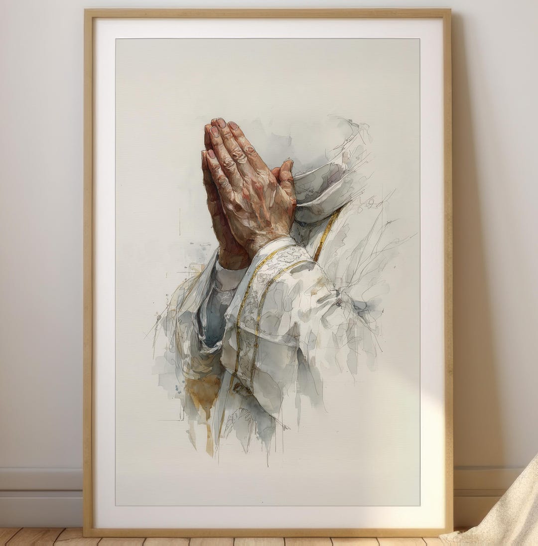 Priestly Hands in Prayer – Ordination Gift Watercolor, Catholic Priest ...