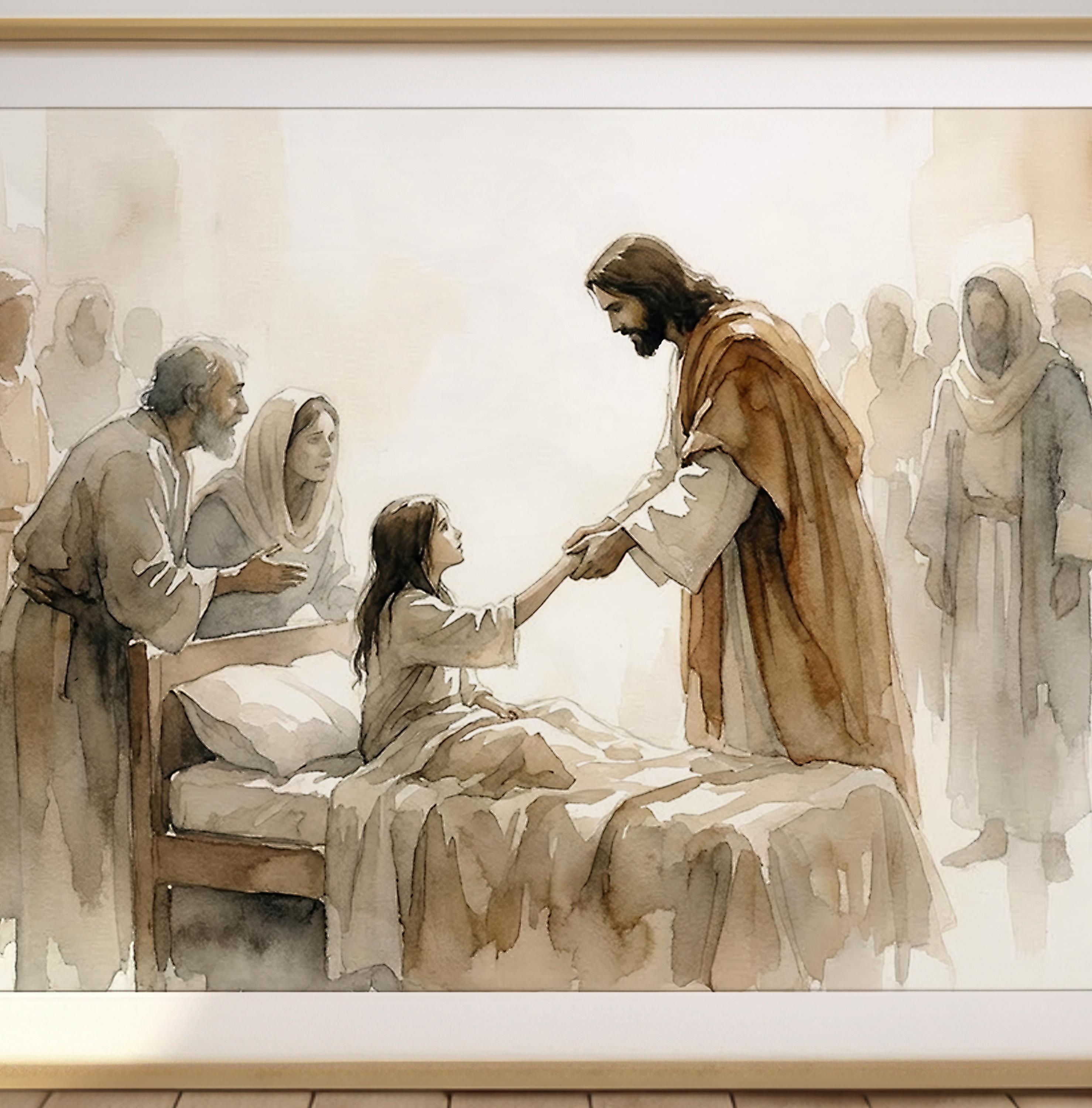 Jesus Raising Jairus’ Daughter – Talitha Koum, Christian Wall Art for ...