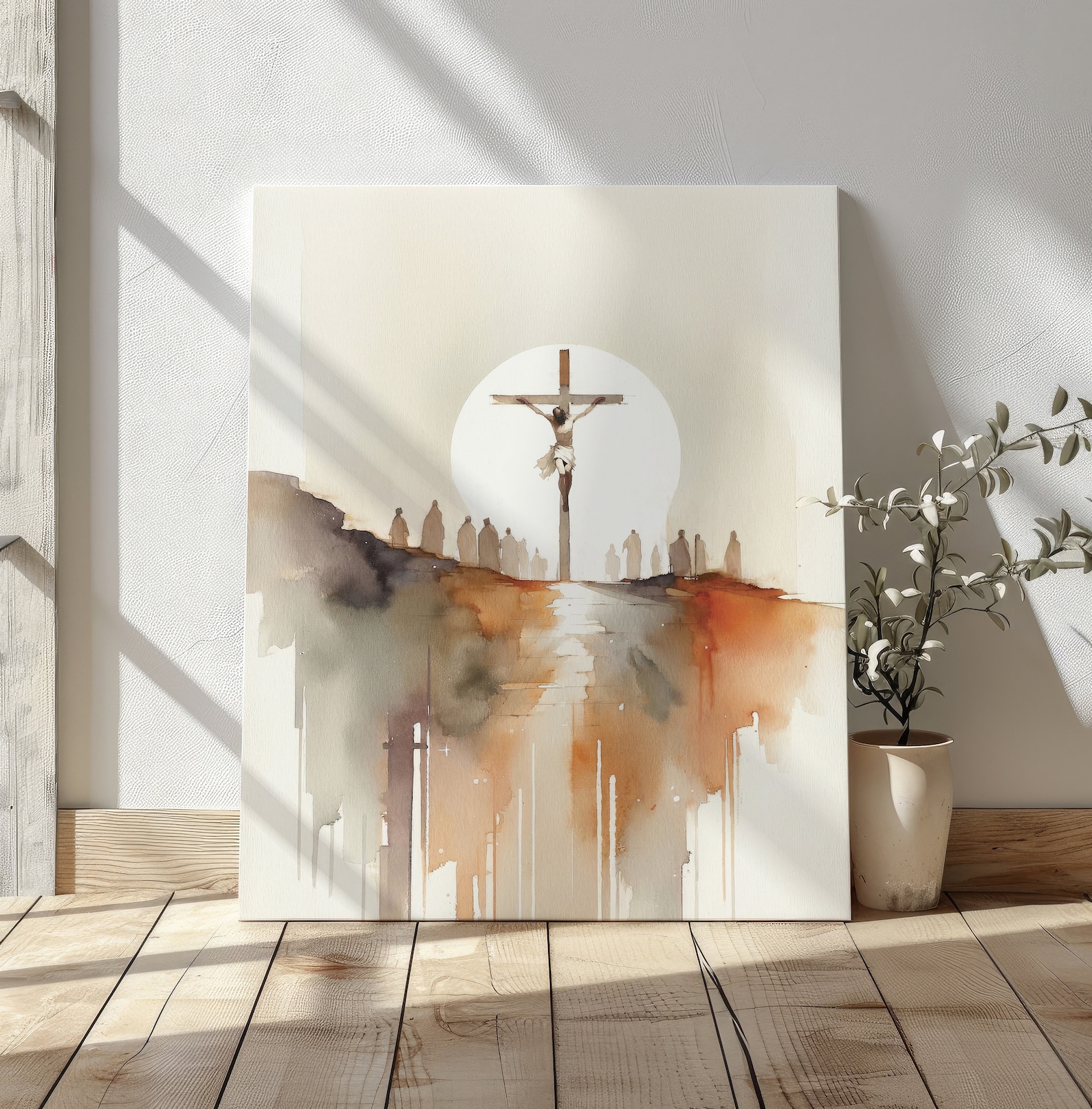 Crucifixion of Jesus | Passion of Christ Watercolor | Christian Wall ...