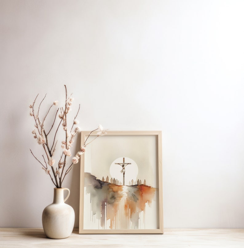Crucifixion of Jesus | Passion of Christ Watercolor | Christian Wall ...