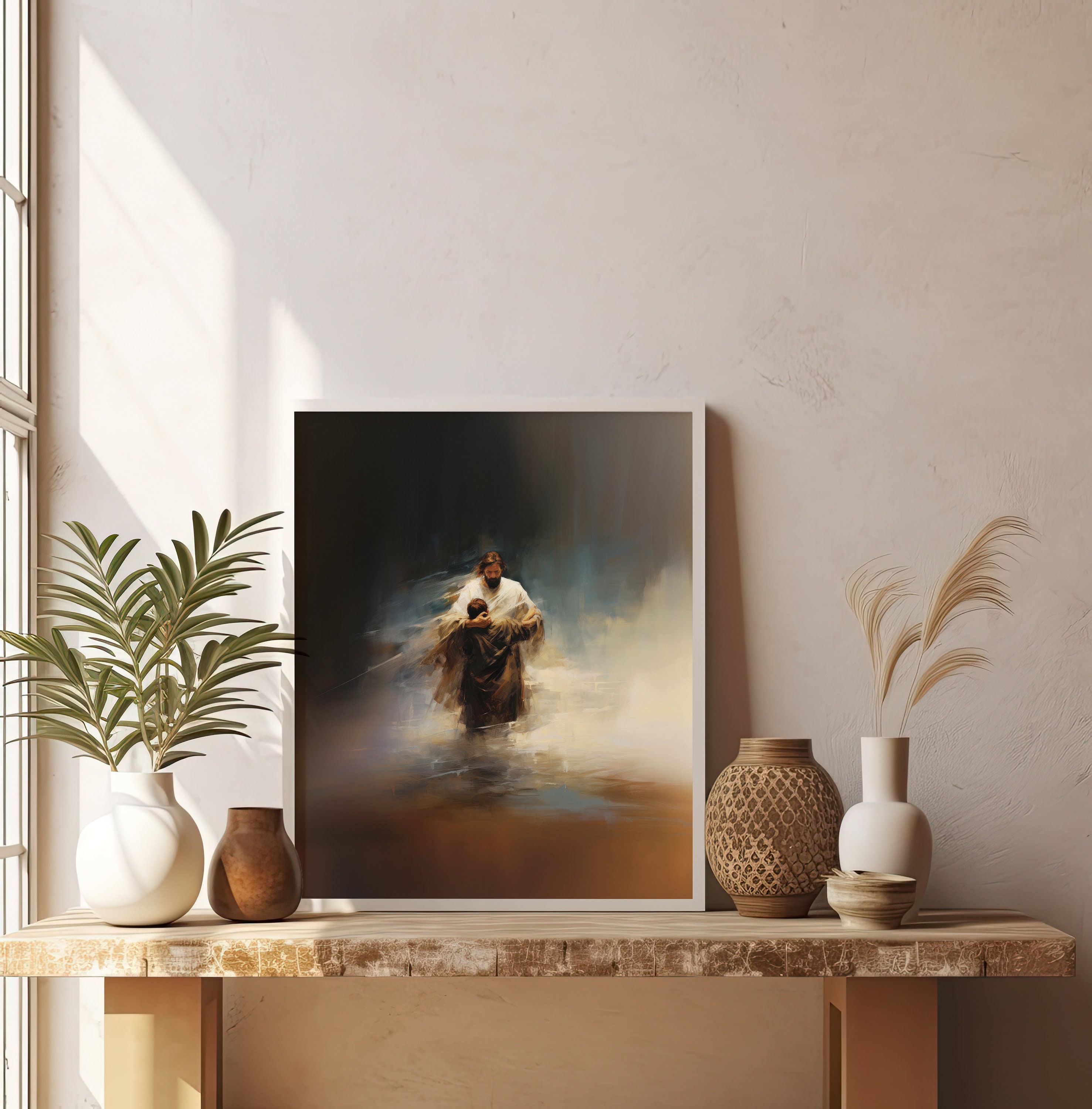 Jesus Saves Peter, Digital Print, Sketches, Jesus Art, Bible Wall Art ...