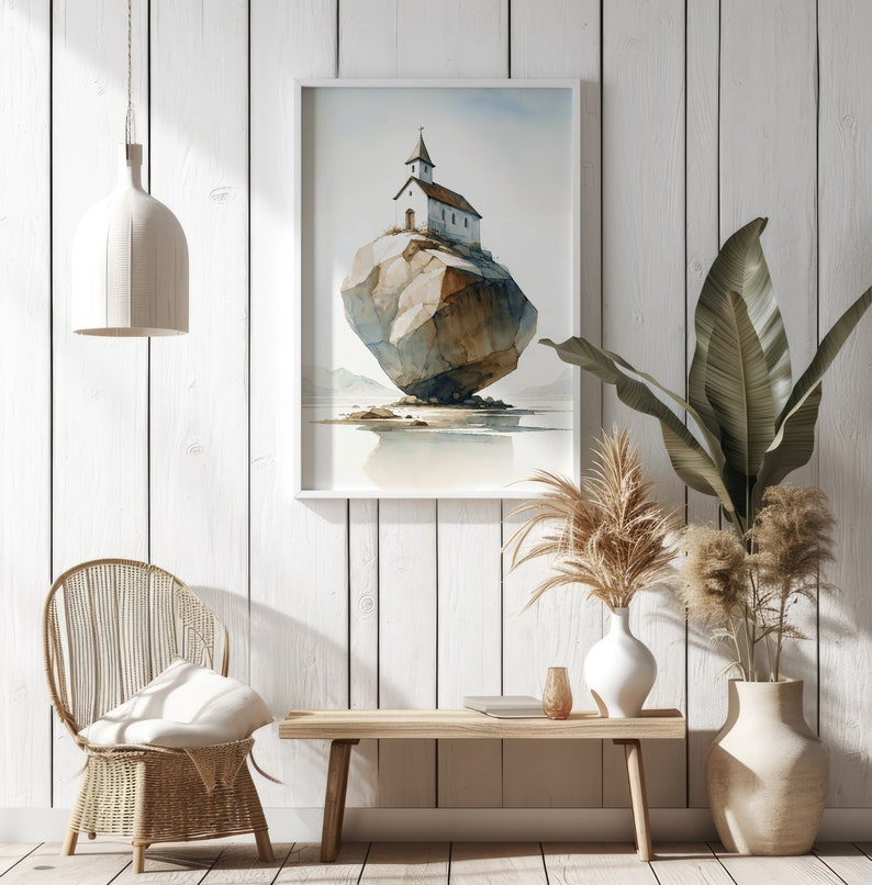 On This Rock I Will Build My Church, Digital Print, Watercolor Modern ...