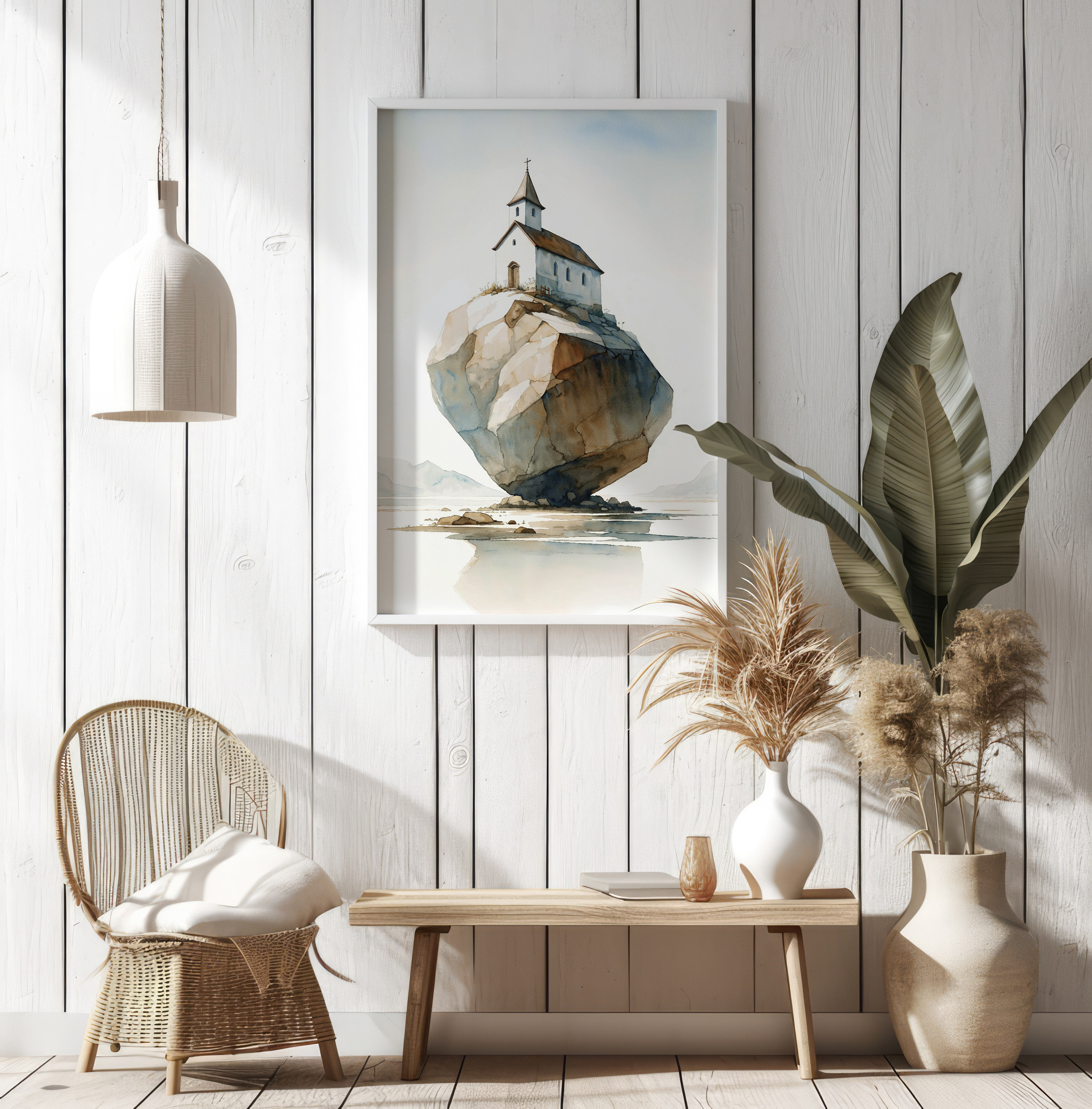 on-this-rock-i-will-build-my-church-watercolor-christian-art-faith