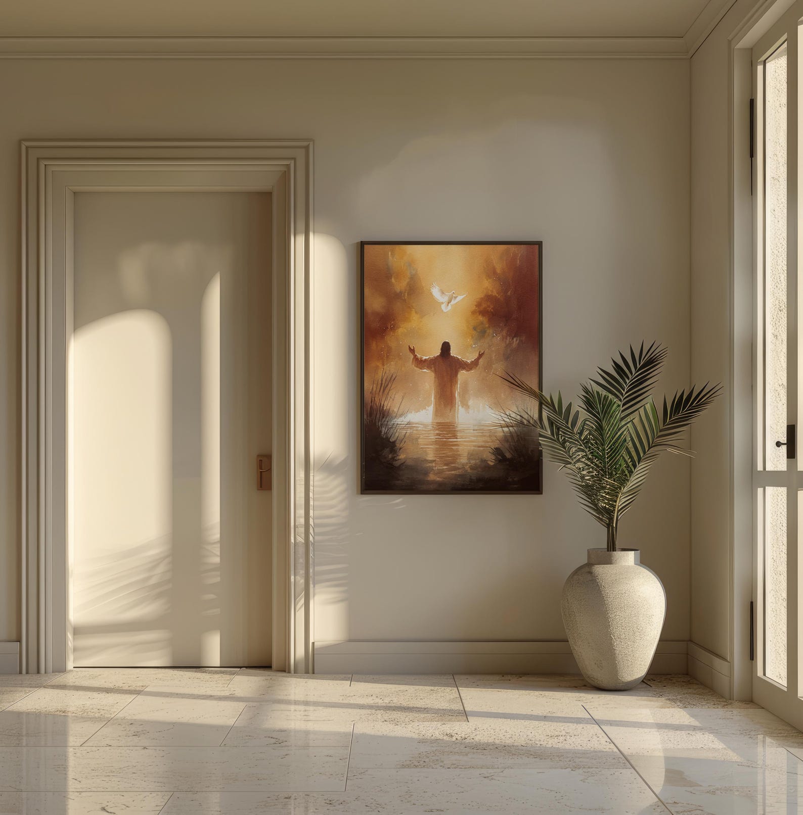 Baptism of Jesus | Watercolor Bible Scene | Christian Wall Art Digital ...