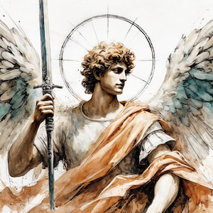 Archangel Michael | Watercolor Christian Angel Art | Catholic Wall Art ...