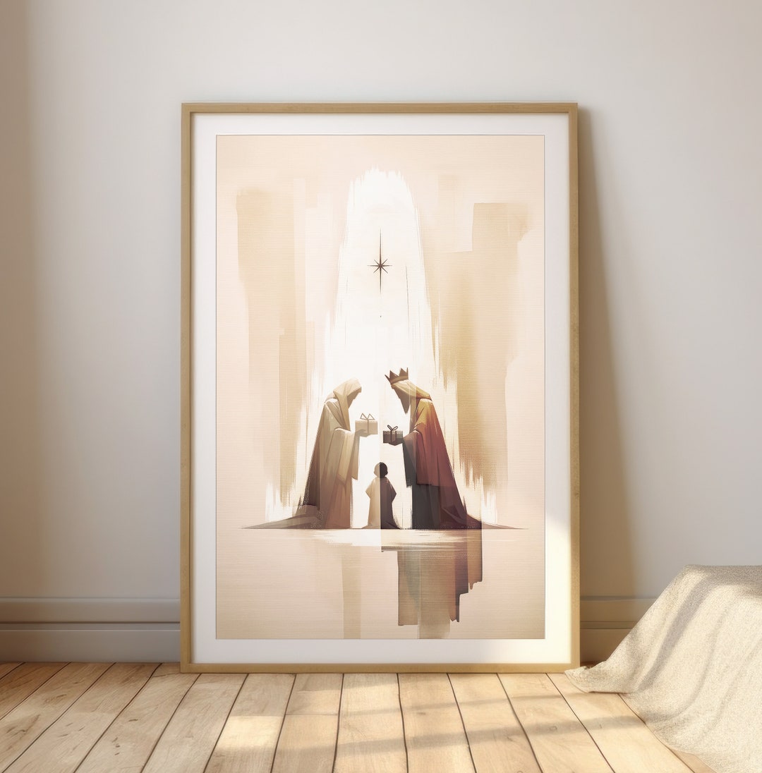 Visit of the Wise Men Watercolor Print | Minimalist Christian Art ...