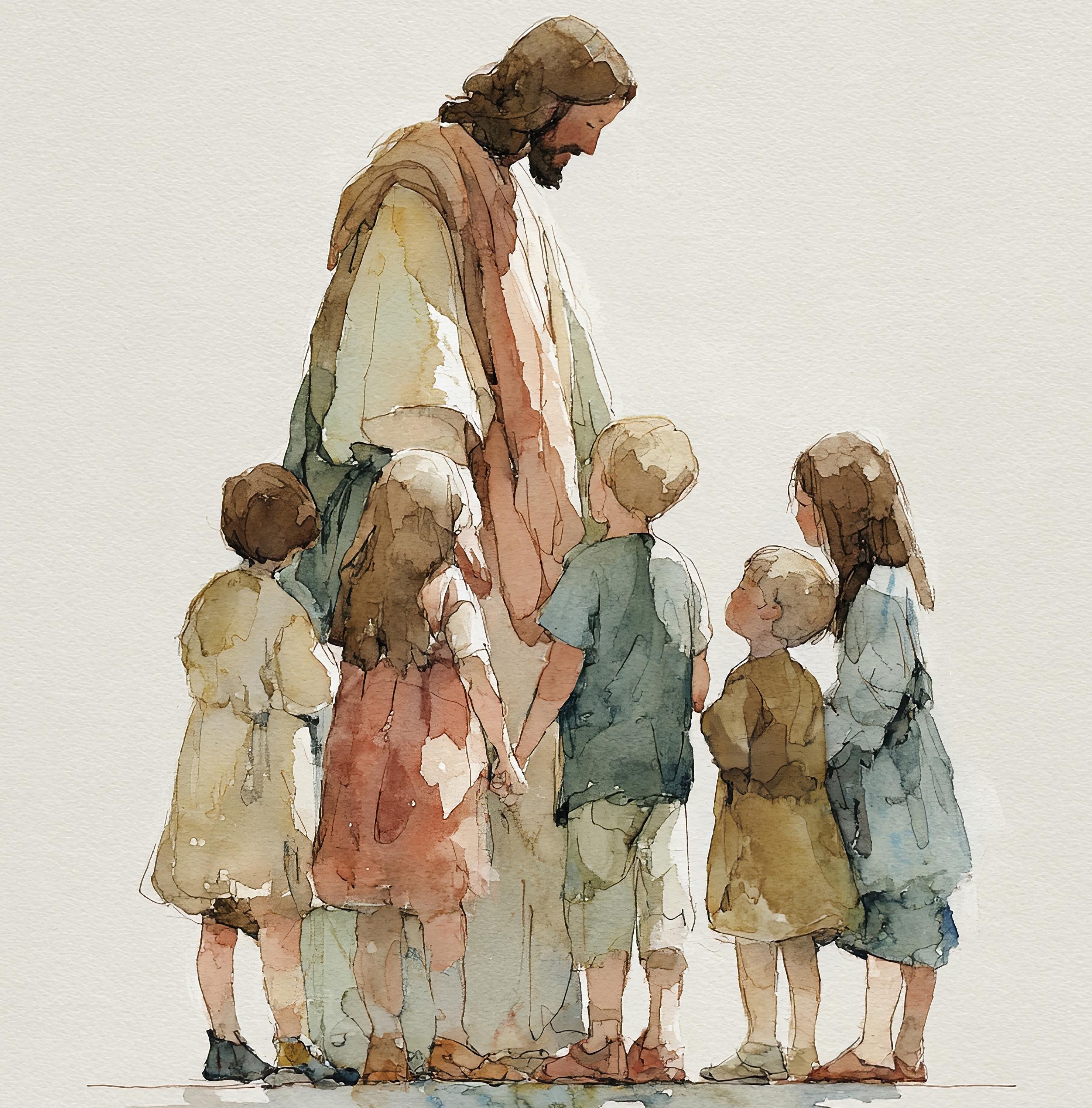 Jesus With Children Watercolor Print: Christian Nursery Art (digital ...