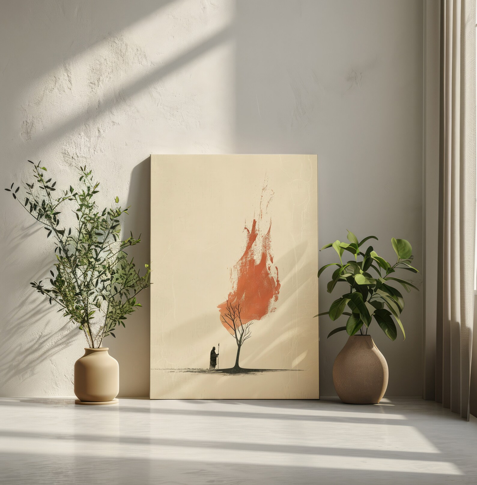 Moses and the Burning Bush | Minimalist Watercolor Bible Scene ...