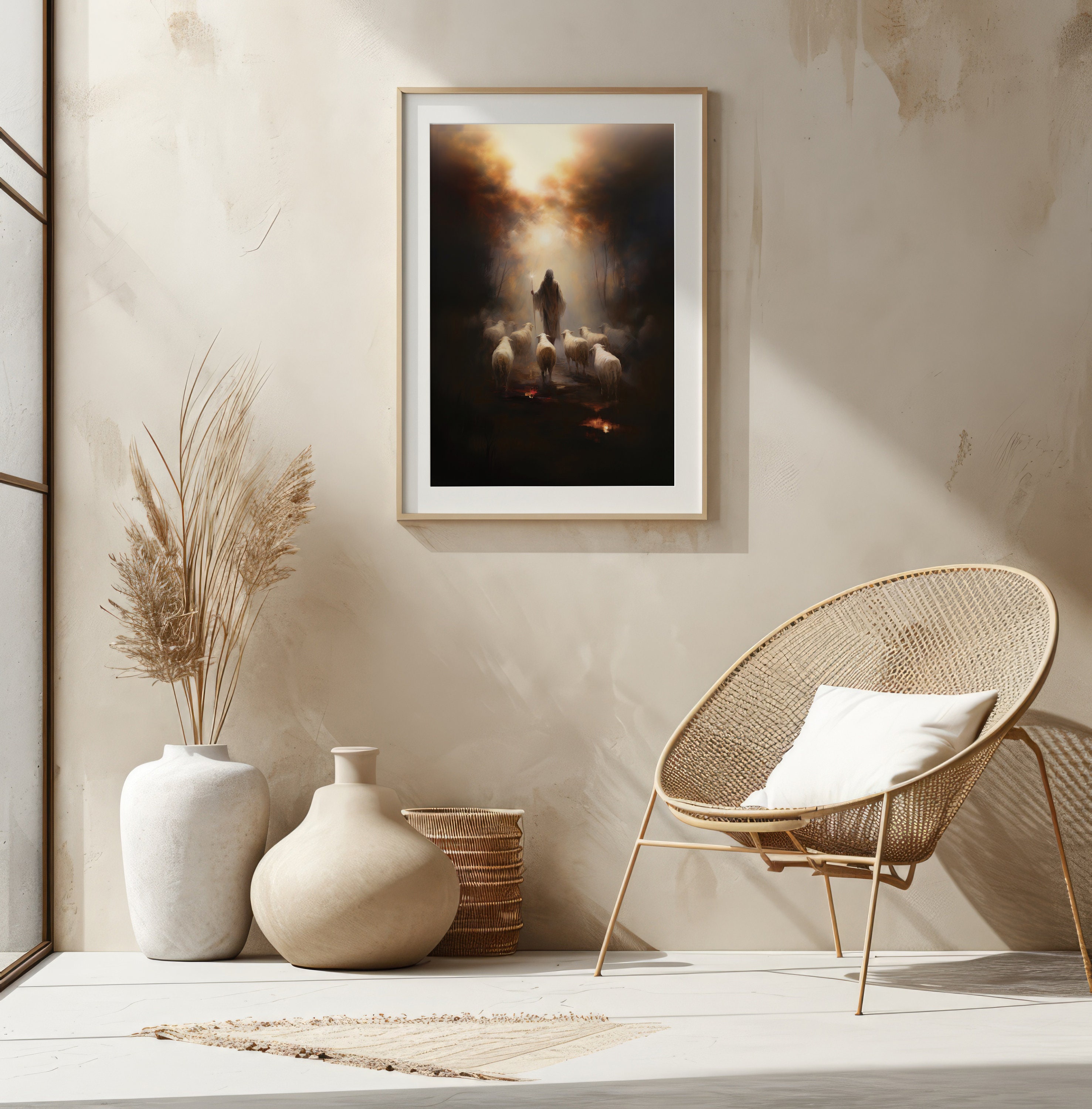 The Good Shepherd, Digital Print, Sketches, Jesus Art, Bible Wall Art ...