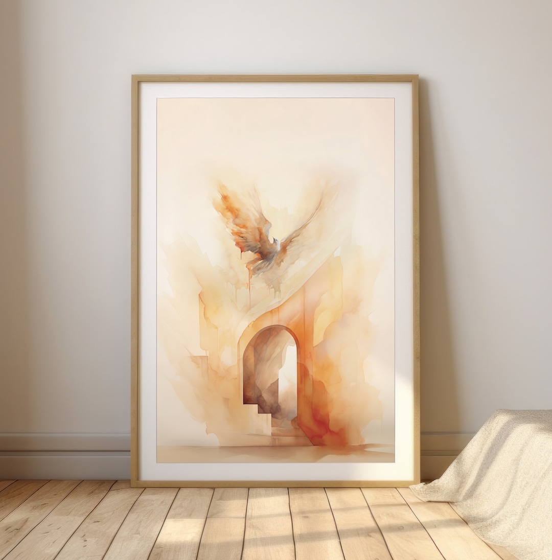 Minimalist Resurrection Watercolor Art Print, Christian Decor ...