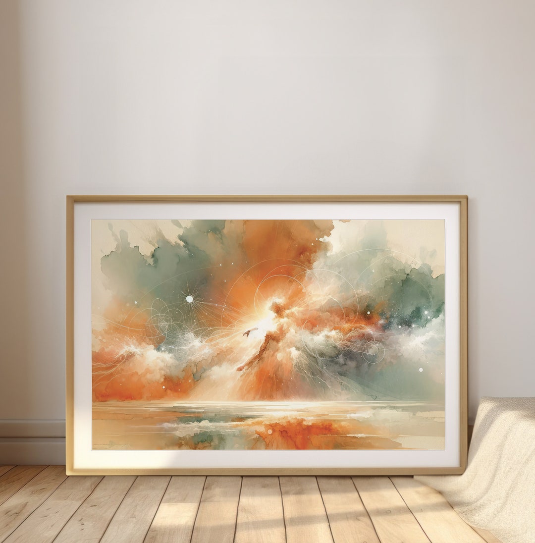 Minimalist Creation Watercolor Art Print, Christian Home Decor, God ...