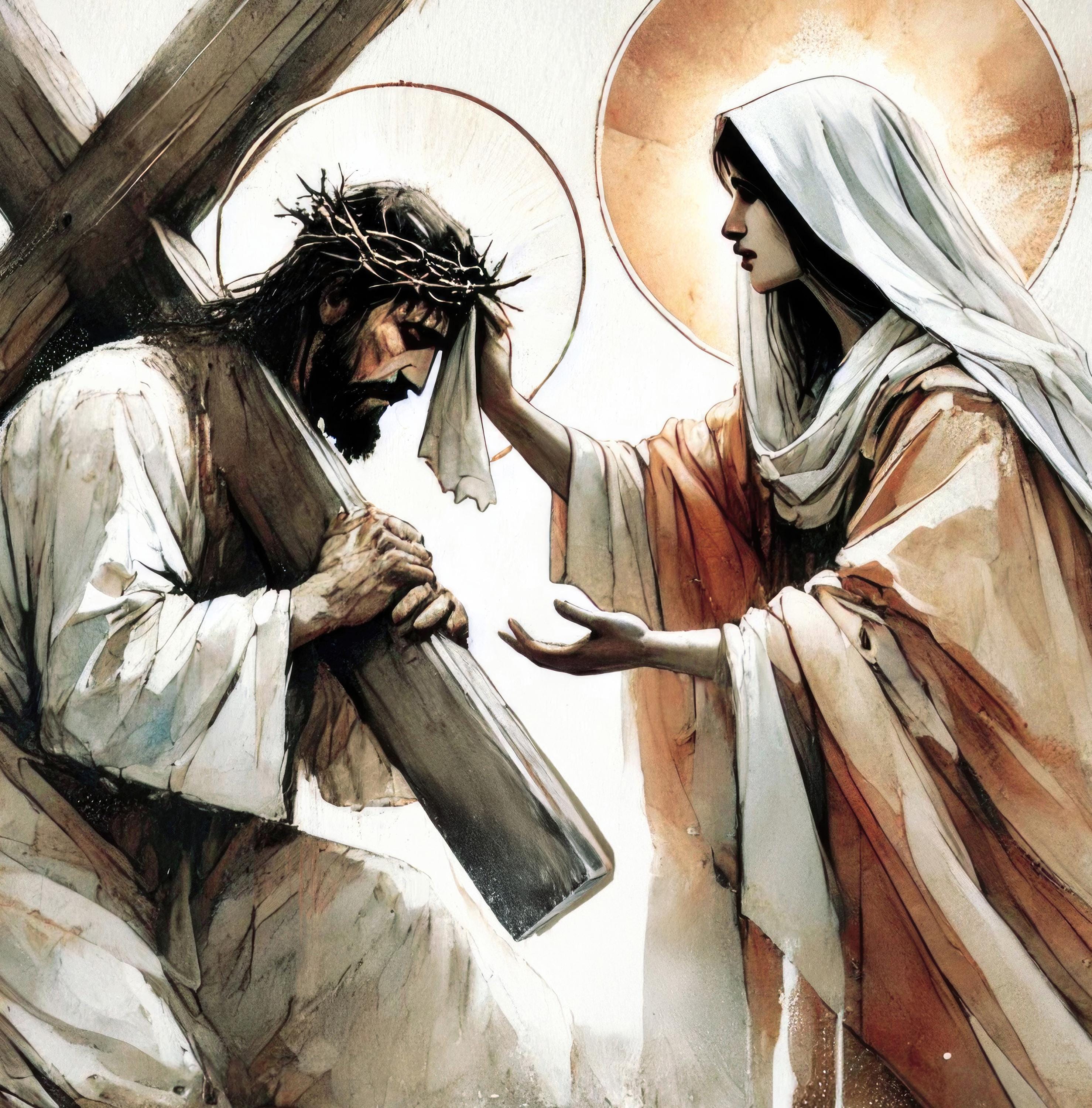 Stations of the Cross | Veronica Wipes Jesus’ Face | Christian Catholic ...