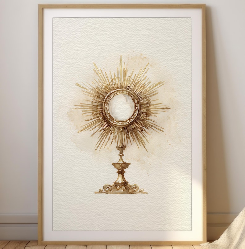 Eucharistic Adoration Wall Art – Gold Monstrance Catholic Printable ...
