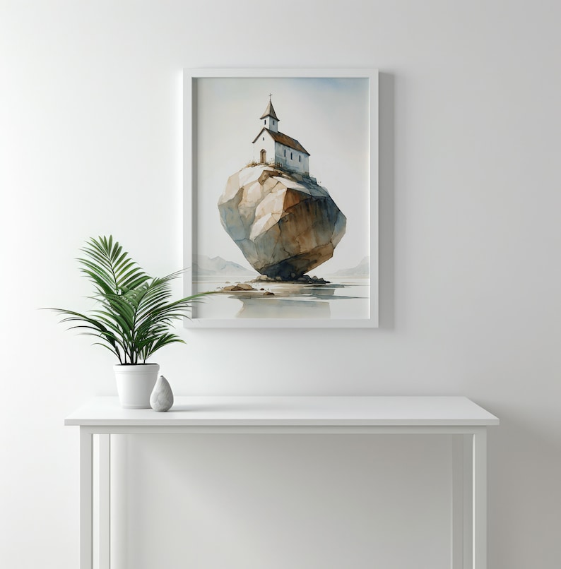 On This Rock I Will Build My Church, Digital Print, Watercolor Modern ...