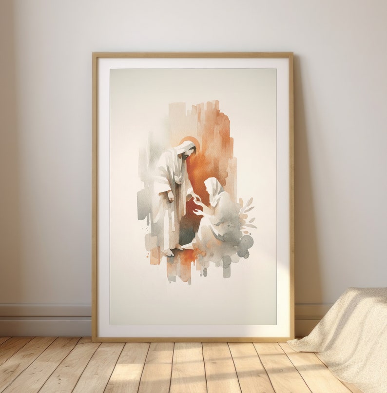Jesus Heals the Bleeding Woman, Digital Print, Sketches, Jesus Wall Art ...