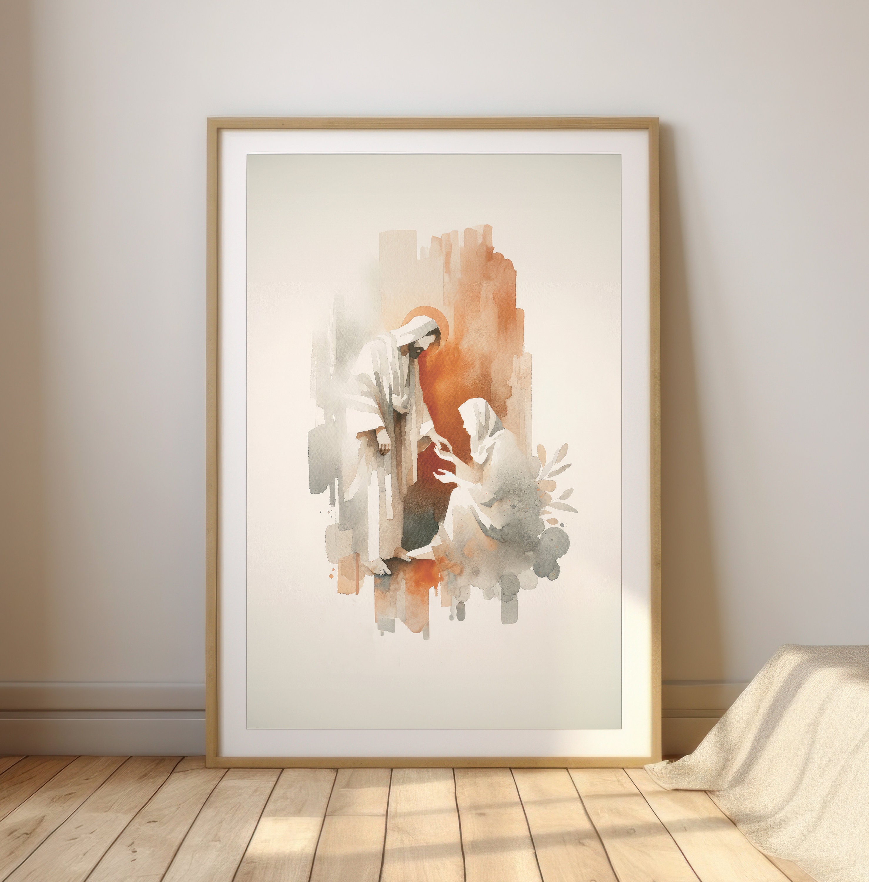 Jesus Heals the Bleeding Woman, Digital Print, Sketches, Jesus Wall Art ...