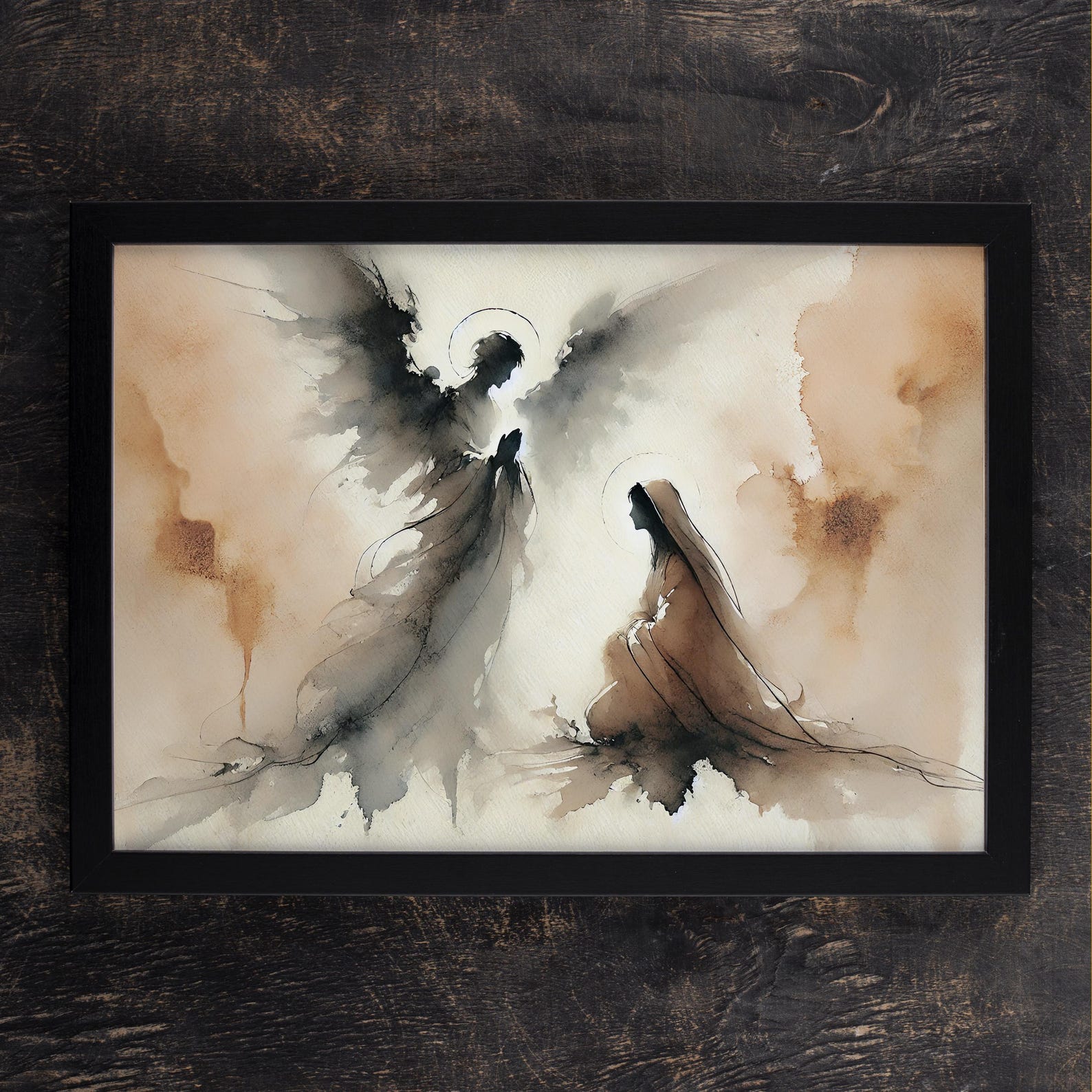 Annunciation to Mary – Gabriel and Mary Watercolor, Minimalist ...