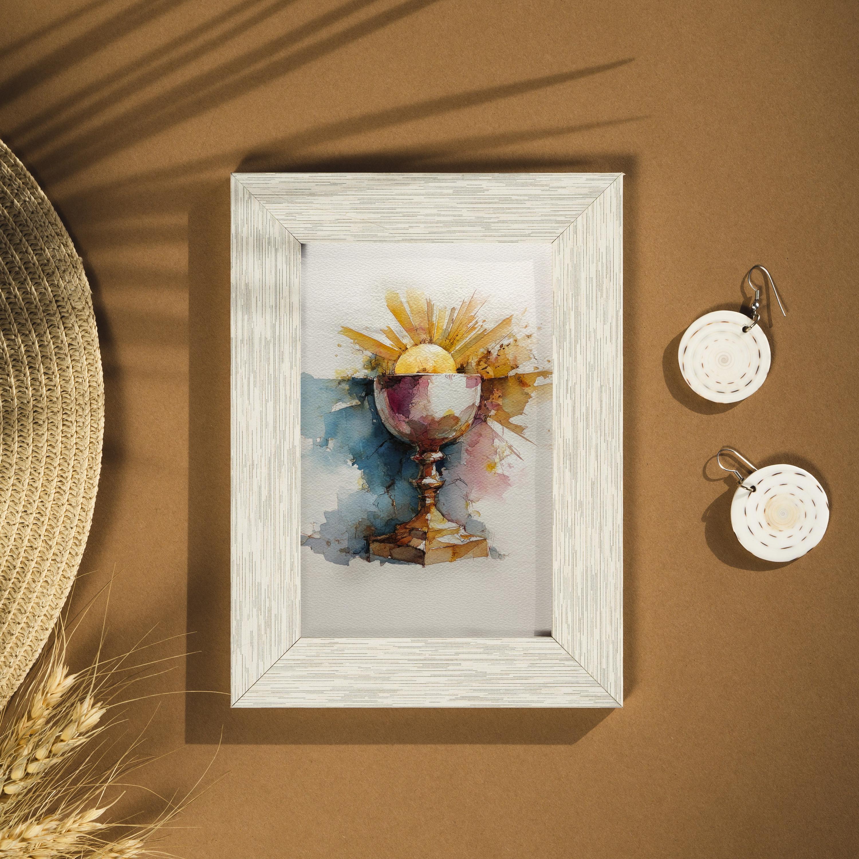 Chalice and Host Watercolor Print: Minimalist Eucharist Art (digital ...