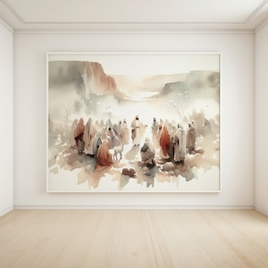 Ministry of Jesus | Watercolor Bible Landscape Scene | Christian Wall ...
