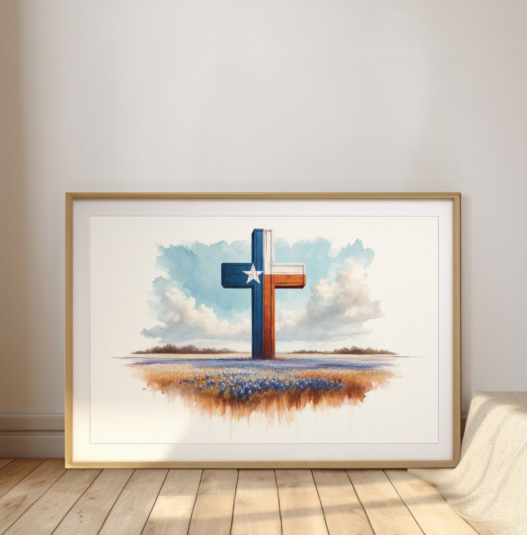 Lone Star Cross Texas Tribute Christian Digital Print Faithartcreation ...