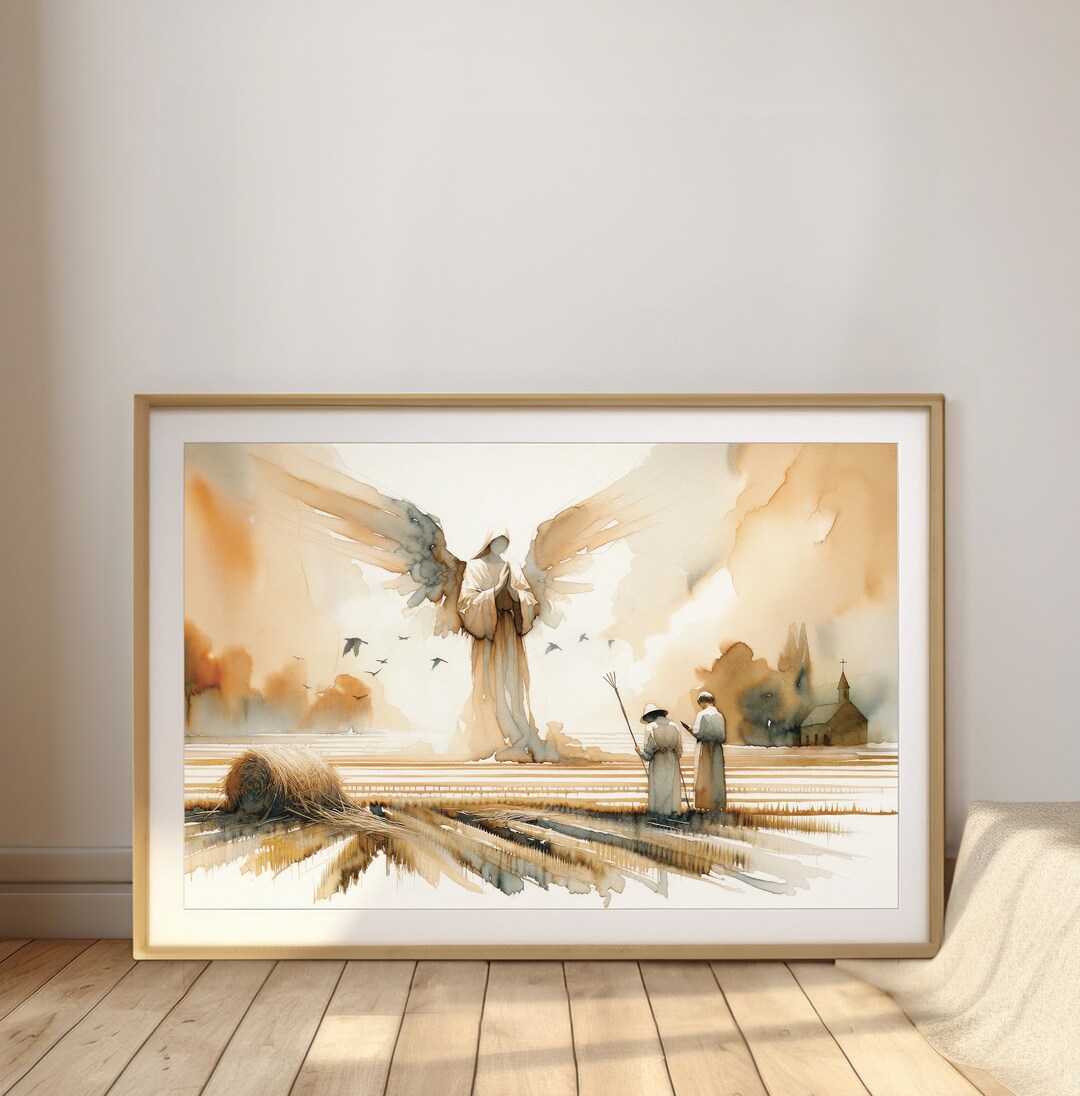The Angelus Landscape, Digital Print, Christian Art, Sketches, Jesus ...