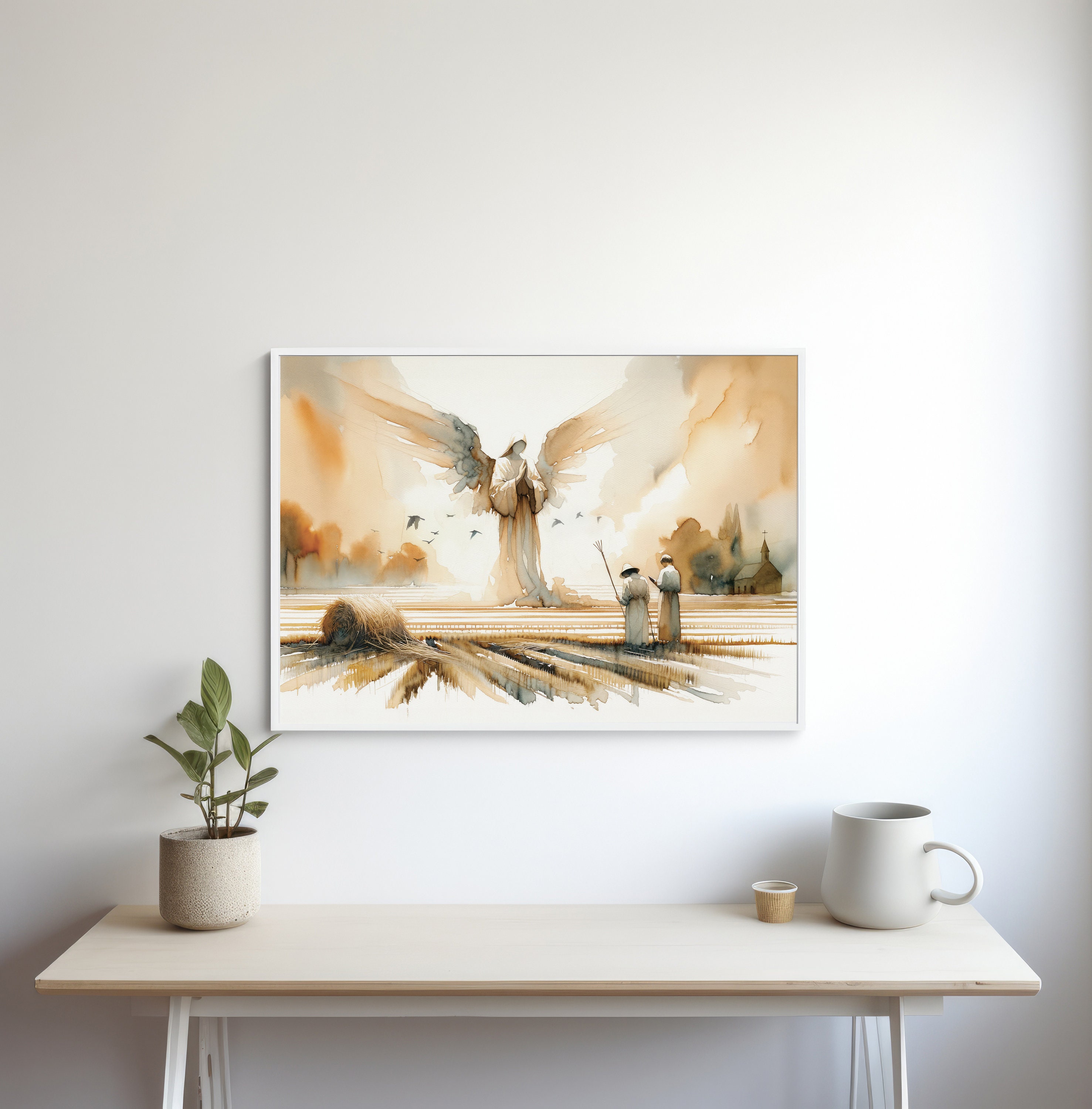 The Angelus Landscape, Digital Print, Christian Art, Sketches, Jesus ...