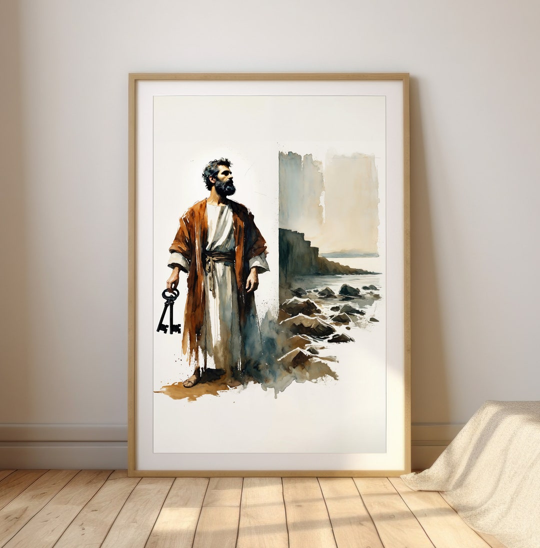 Apostle Series Peter | Christian Watercolor Wall Art | Vertical Print ...