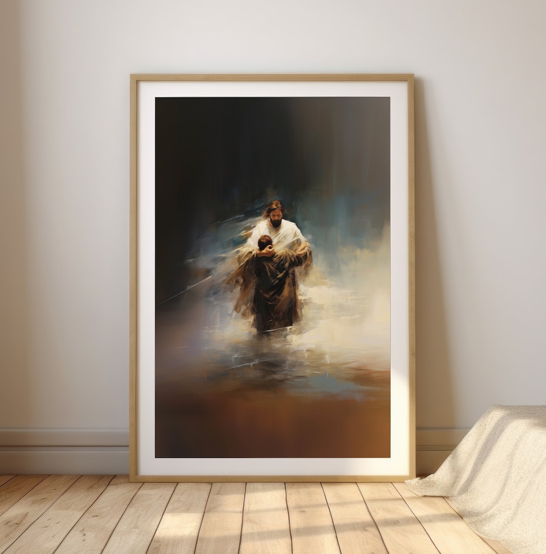 Jesus Saves Peter, Digital Print, Sketches, Jesus Art, Bible Wall Art ...