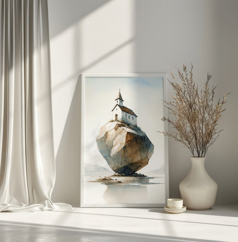 On This Rock I Will Build My Church, Digital Print, Watercolor Modern ...