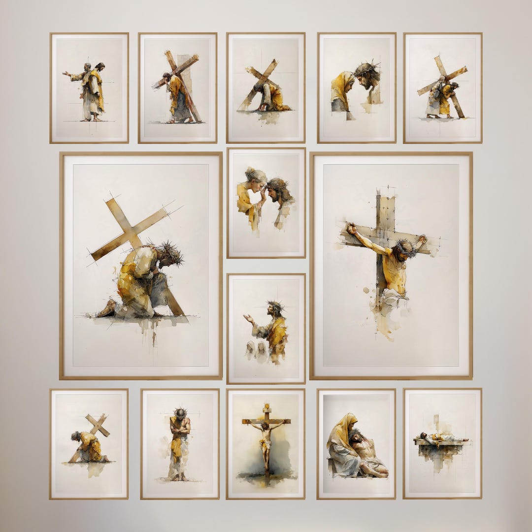 Stations of the Cross Set – 14 Modern Watercolor Prints, Christian ...