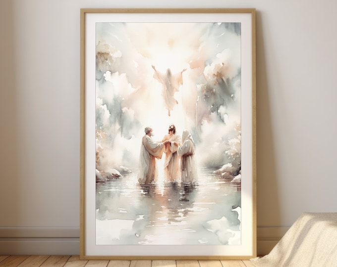 Jesus Teaching Children Watercolor Wall Art Poster Minimal Modern Holy ...