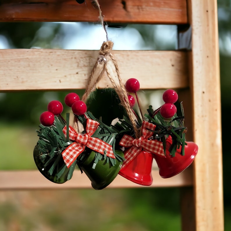 2 Pcs,metal Mini Bell Pendant Christmas Holiday Decoration , Double ...