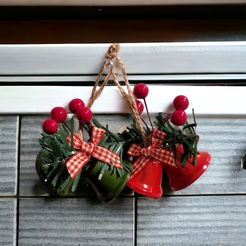 2 Pcs,metal Mini Bell Pendant Christmas Holiday Decoration , Double ...