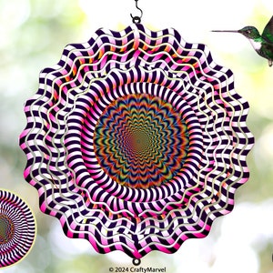 Optical Illusion Wind Spinner, Mind Bending Yard Art, Colorful Garden ...